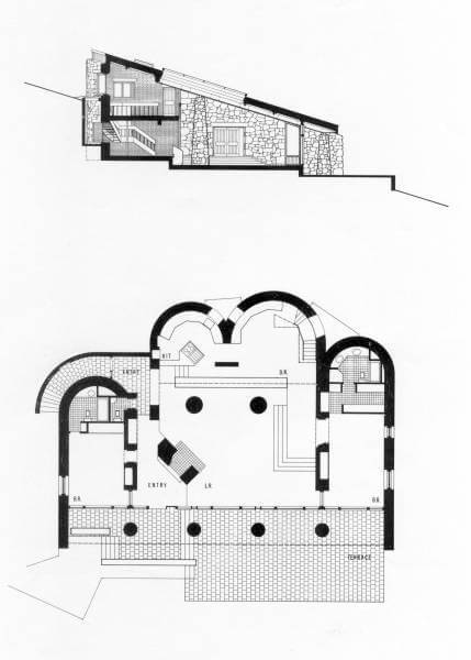 HILLSIDE HOUSE – plan and section - Joel Levinson